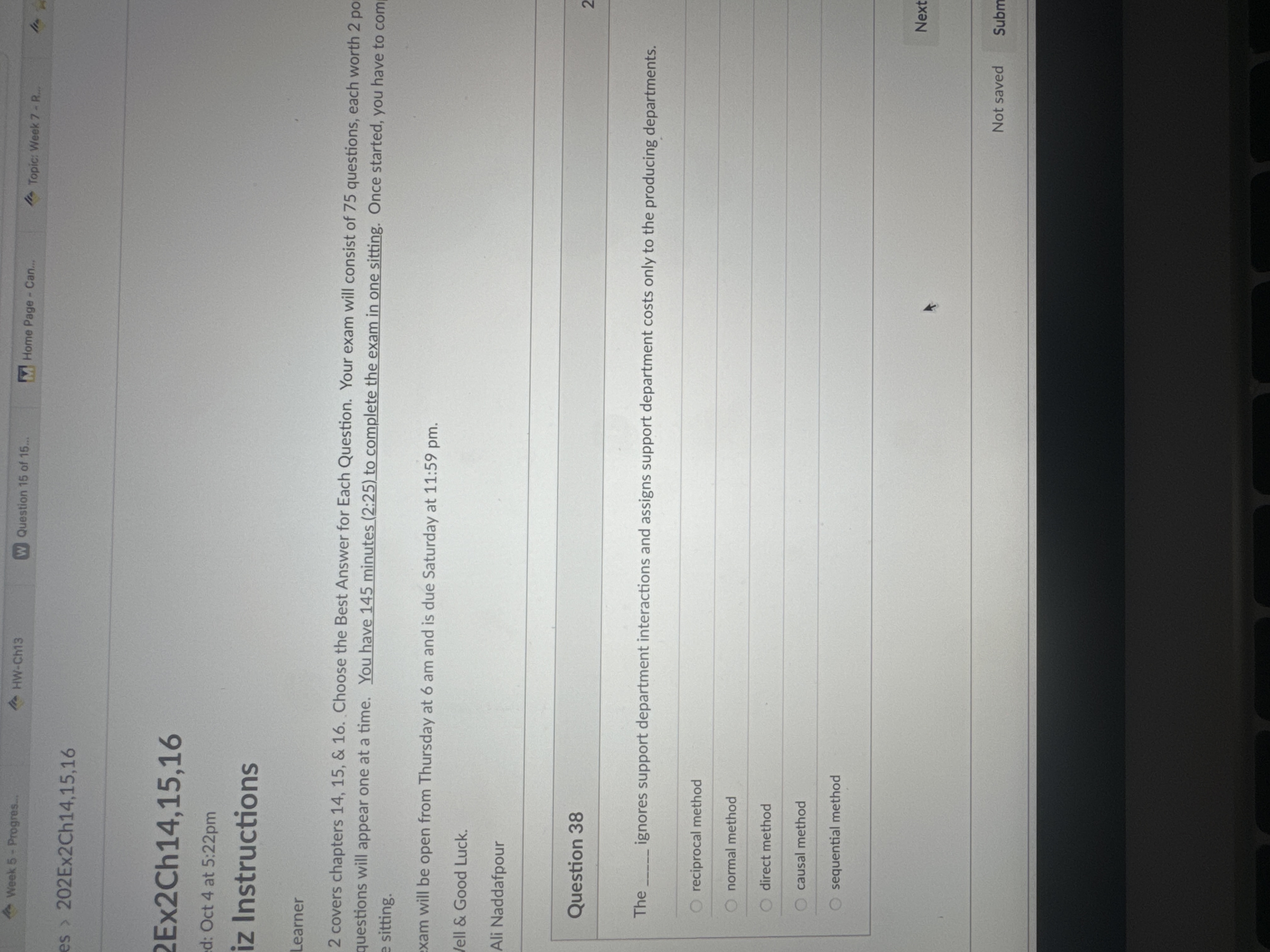 Solved Question 38Theignores support department interactions | Chegg.com
