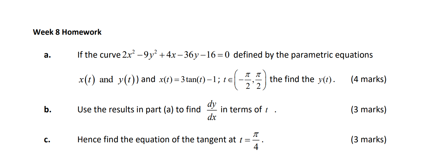 Solved Week 8 Homework a. If the curve 2x2−9y2+4x−36y−16=0 | Chegg.com