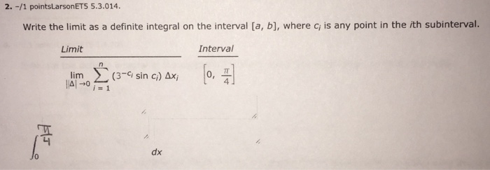Solved Write the limit as a definite integral on the | Chegg.com