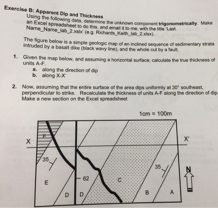 Exercise B: Apparent Dip and Thickness Using the | Chegg.com