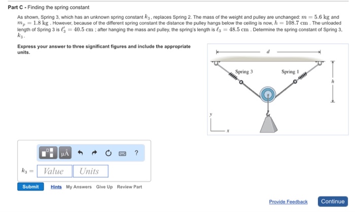 Solved Finding the spring constant As shown, Spring 3, | Chegg.com