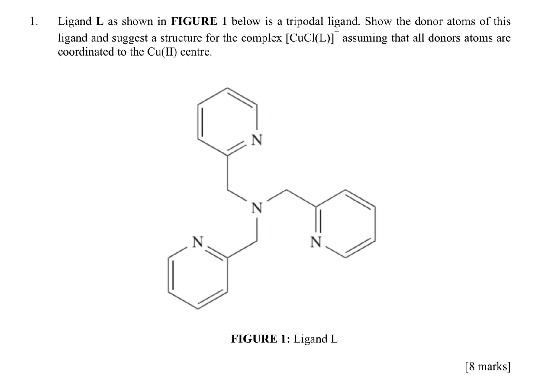 Solved Ligand L as shown in FIGURE 1 below is a tripodal | Chegg.com