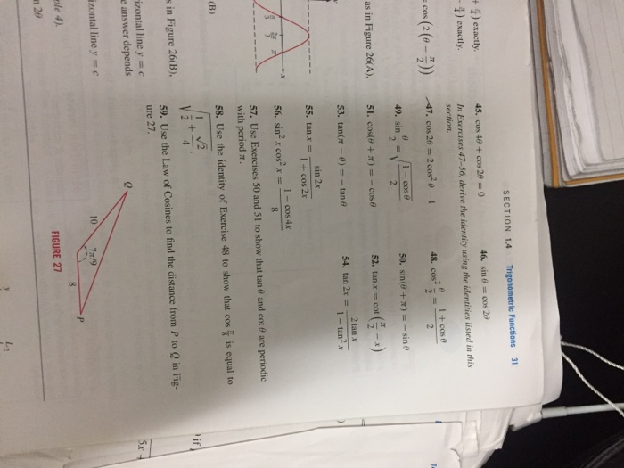 Solved SECTION 1.4 Trigonometric Functions 31 5) exactly. ) | Chegg.com