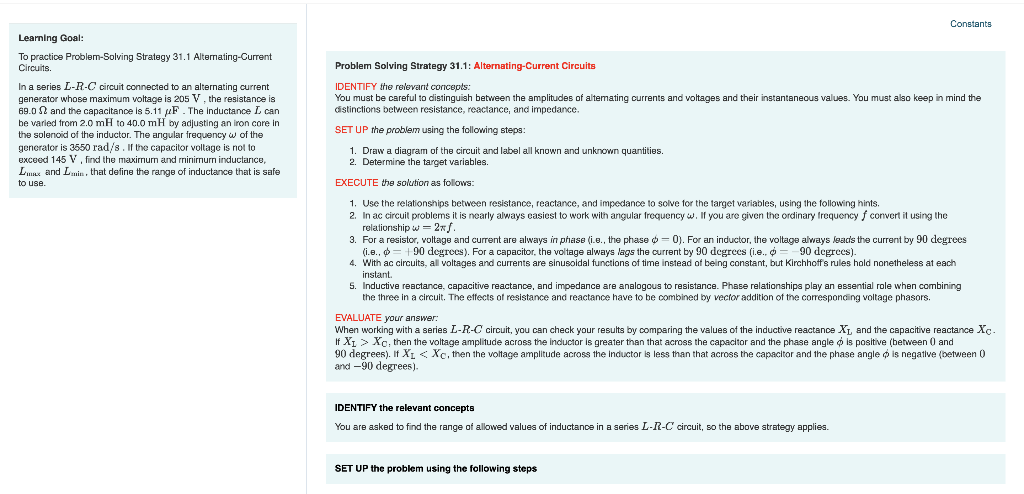 Solved Constants Learning Goal: To practice Problem-Solving | Chegg.com