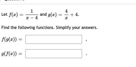 Solved Let f(x)=x−41 and g(x)=x4+4. Find the following | Chegg.com