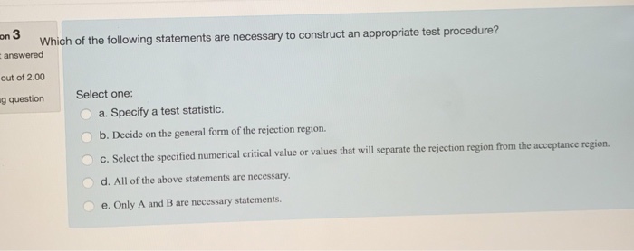 Solved Which of the following statement are necessary to | Chegg.com