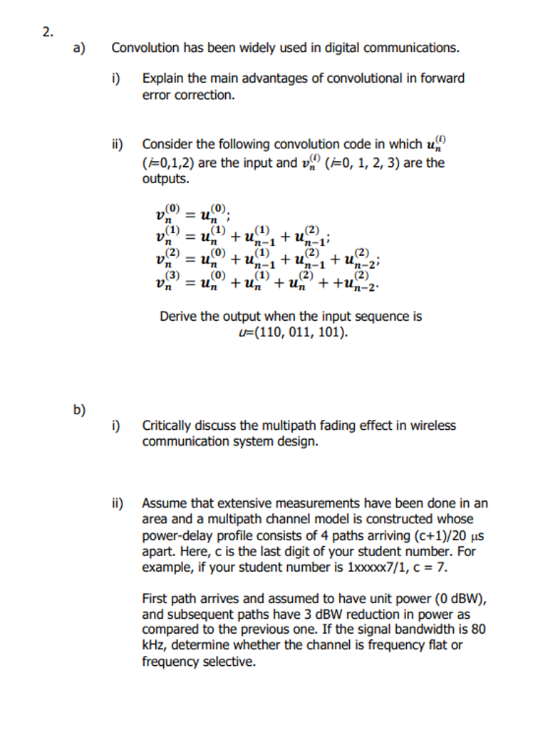 2. a) Convolution has been widely used in digital | Chegg.com