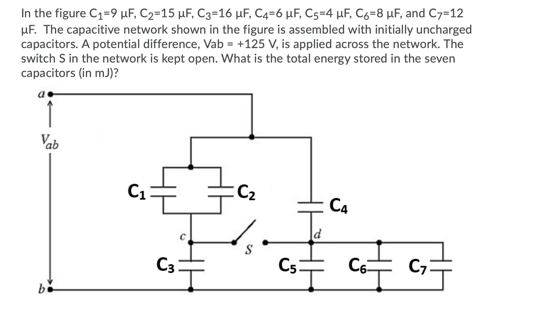 Solved In the figure C1=9 MF, C2=15 uF, C3=16 UF, C4=6 uF, | Chegg.com