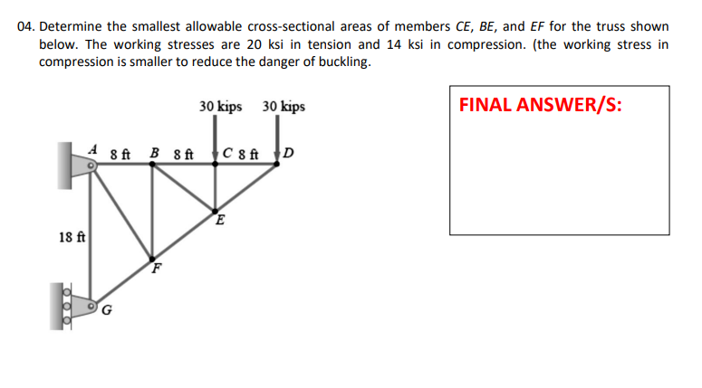 Solved 04. Determine the smallest allowable cross-sectional | Chegg.com