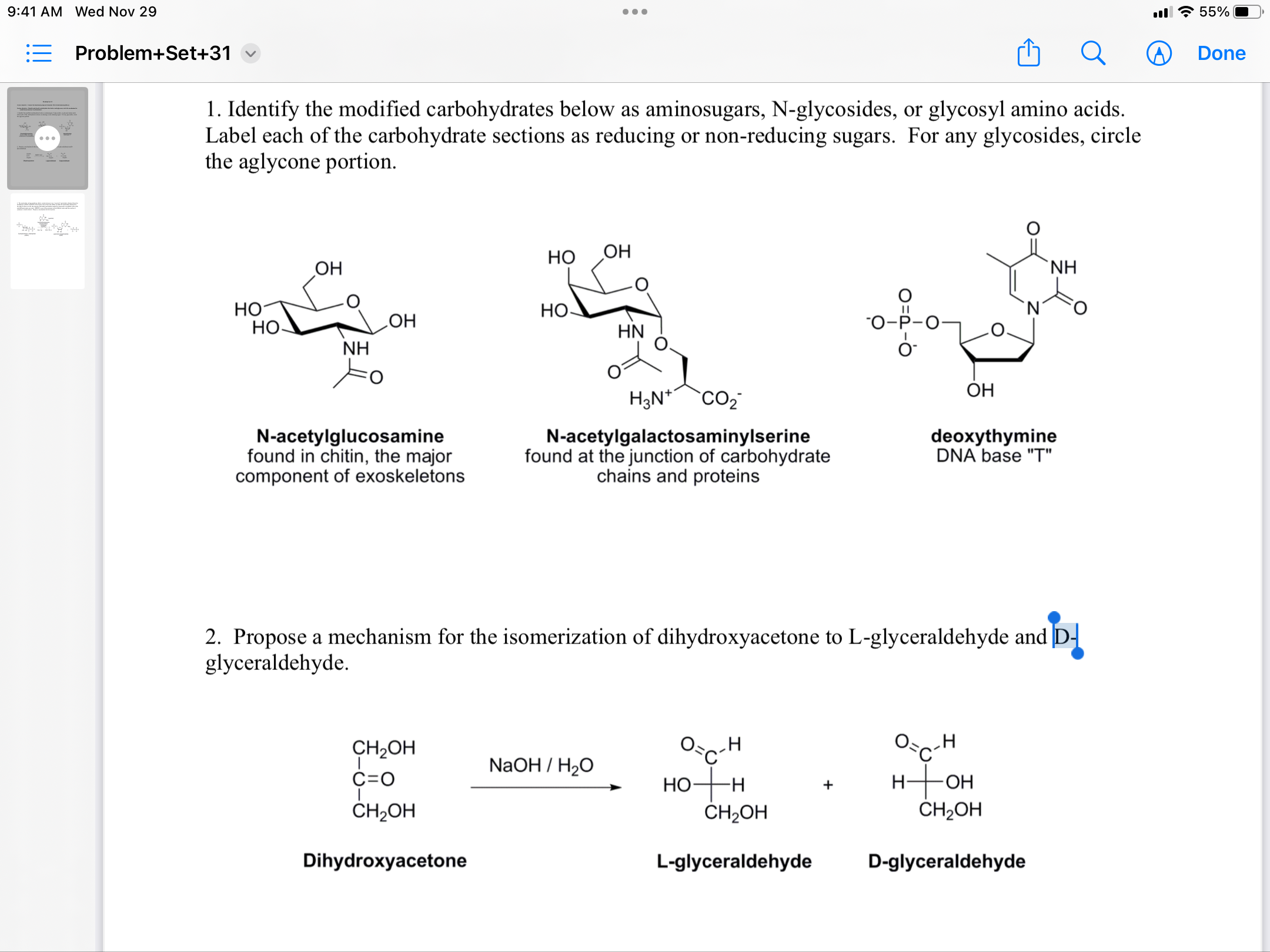 Solved 1. Identify the modified carbohydrates below as | Chegg.com