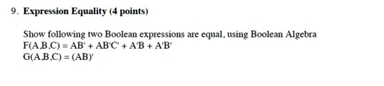 Solved 9. Expression Equality (4 points) Show following two | Chegg.com