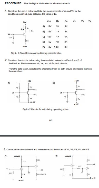 PROCEDURE: Use the Digital Multimeter for all | Chegg.com