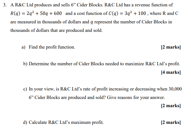 Solved A R\&C Ltd produces and sells 6" Cider Blocks. R\&C | Chegg.com
