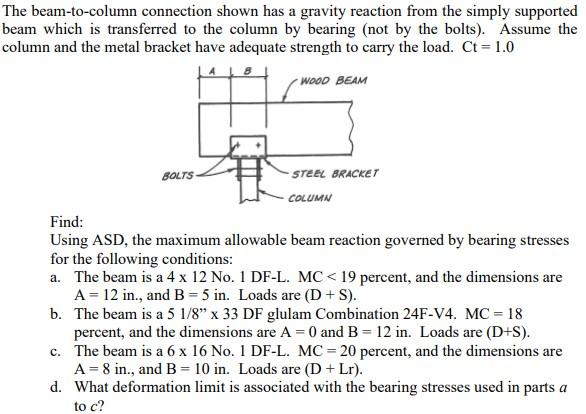 The beam-to-column connection shown has a gravity | Chegg.com