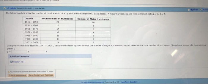 Solved The following data show the number of hurricanes to | Chegg.com