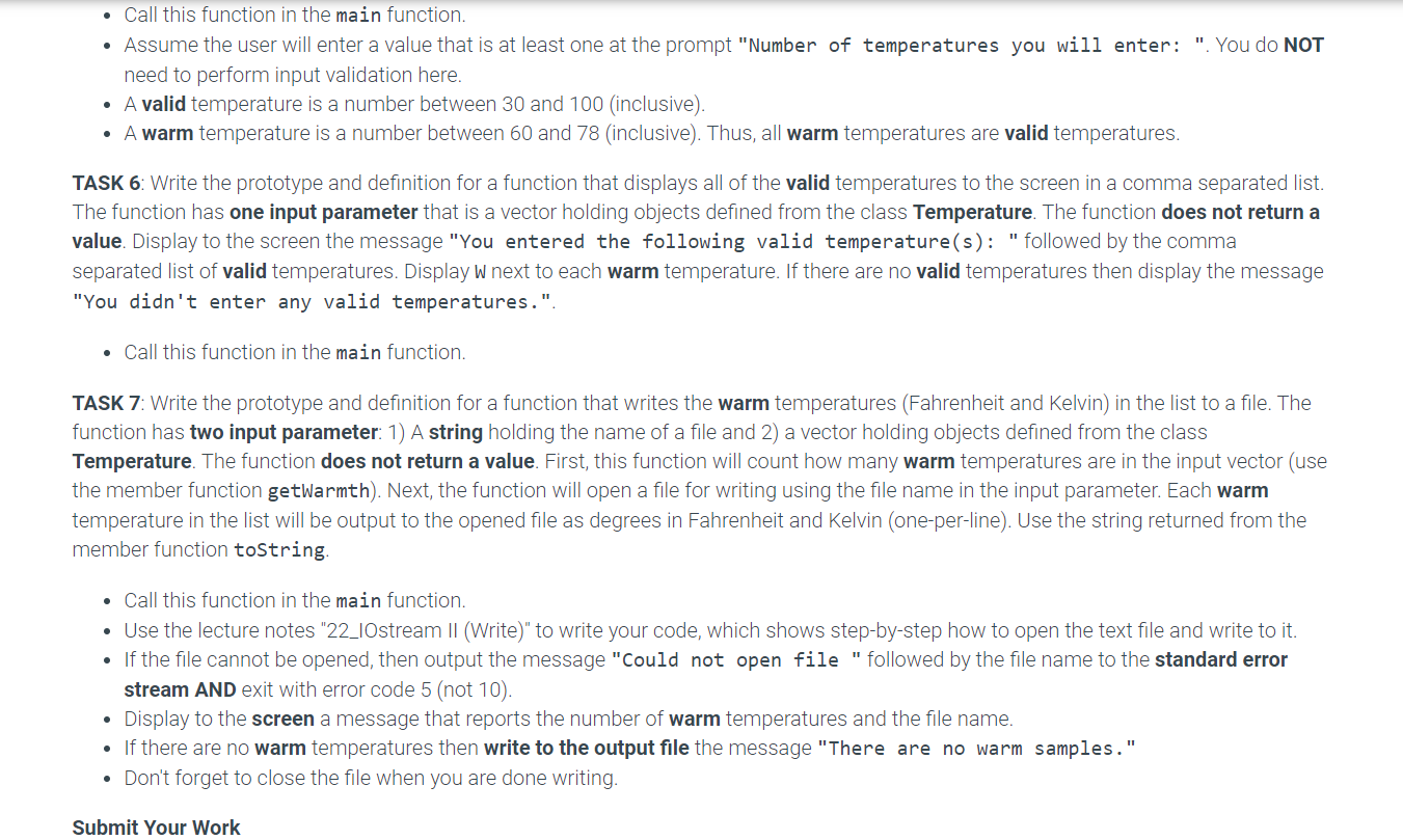 Solved Write a C++ program that reads temperatures (in | Chegg.com