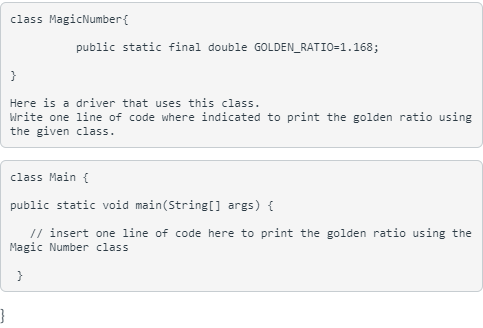 Solved class MagicNumber public static final double | Chegg.com