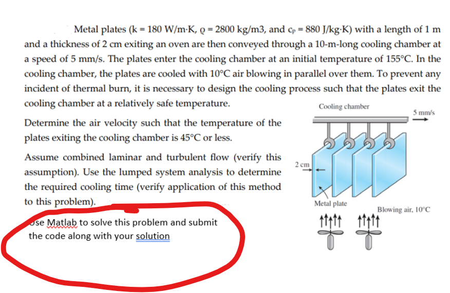Solved Metal plates (k=180 W/m⋅K,ϱ=2800 kg/m3, and cp=880 | Chegg.com