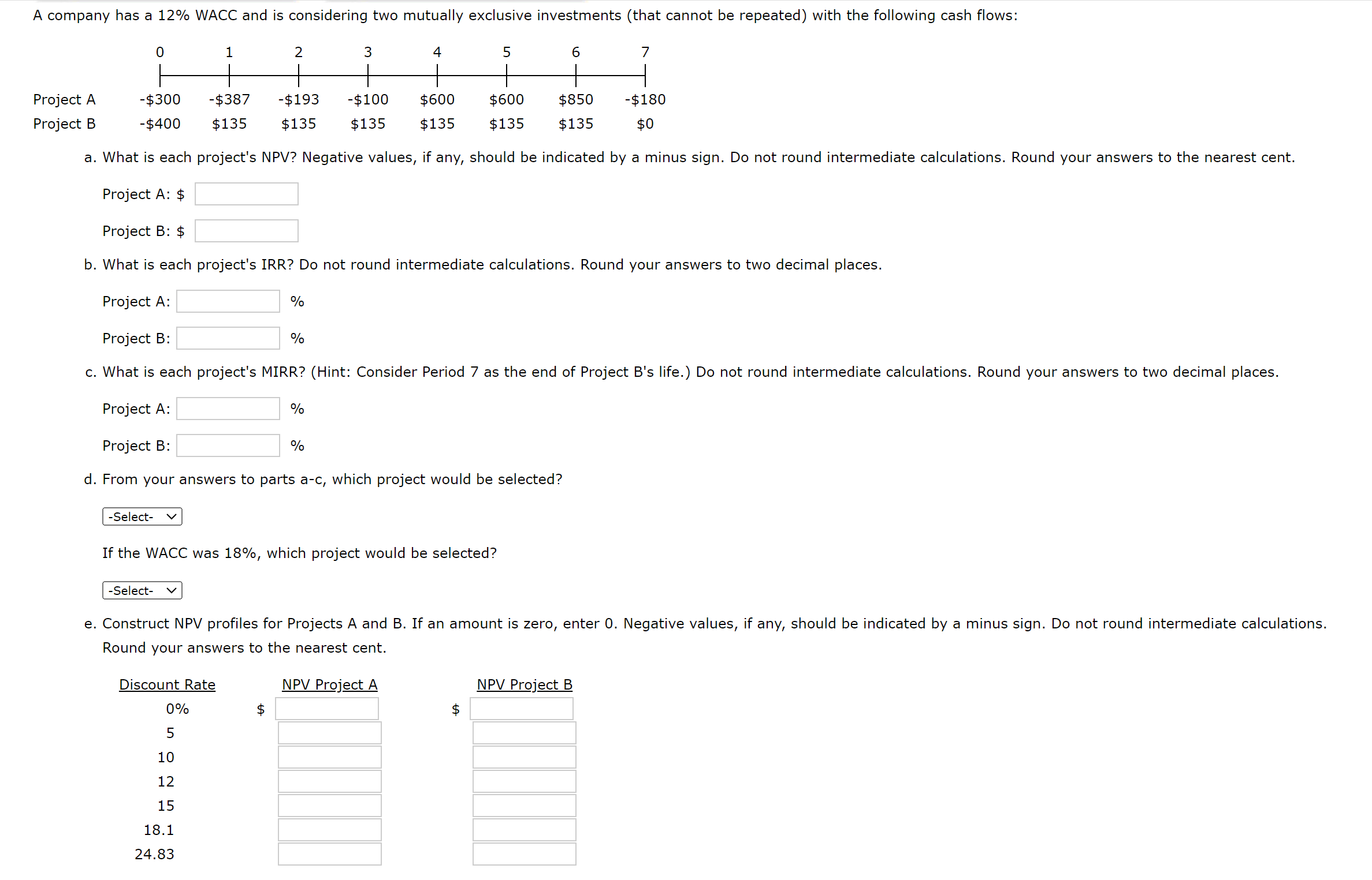 Solved Project A: \$ Project B: \$ b. What is each project's | Chegg.com