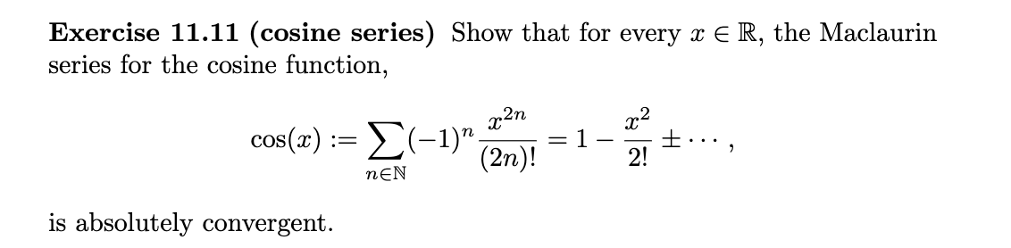 Solved Exercise 11.11 (cosine series) Show that for every x | Chegg.com