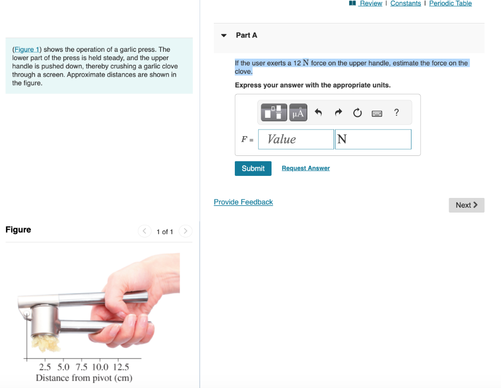 Solved (Figure 1) shows the operation of a garlic press. The | Chegg.com