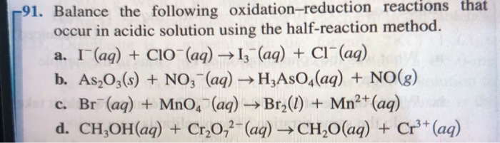 Solved that 9 1. Balance the following oxidation-reduction | Chegg.com