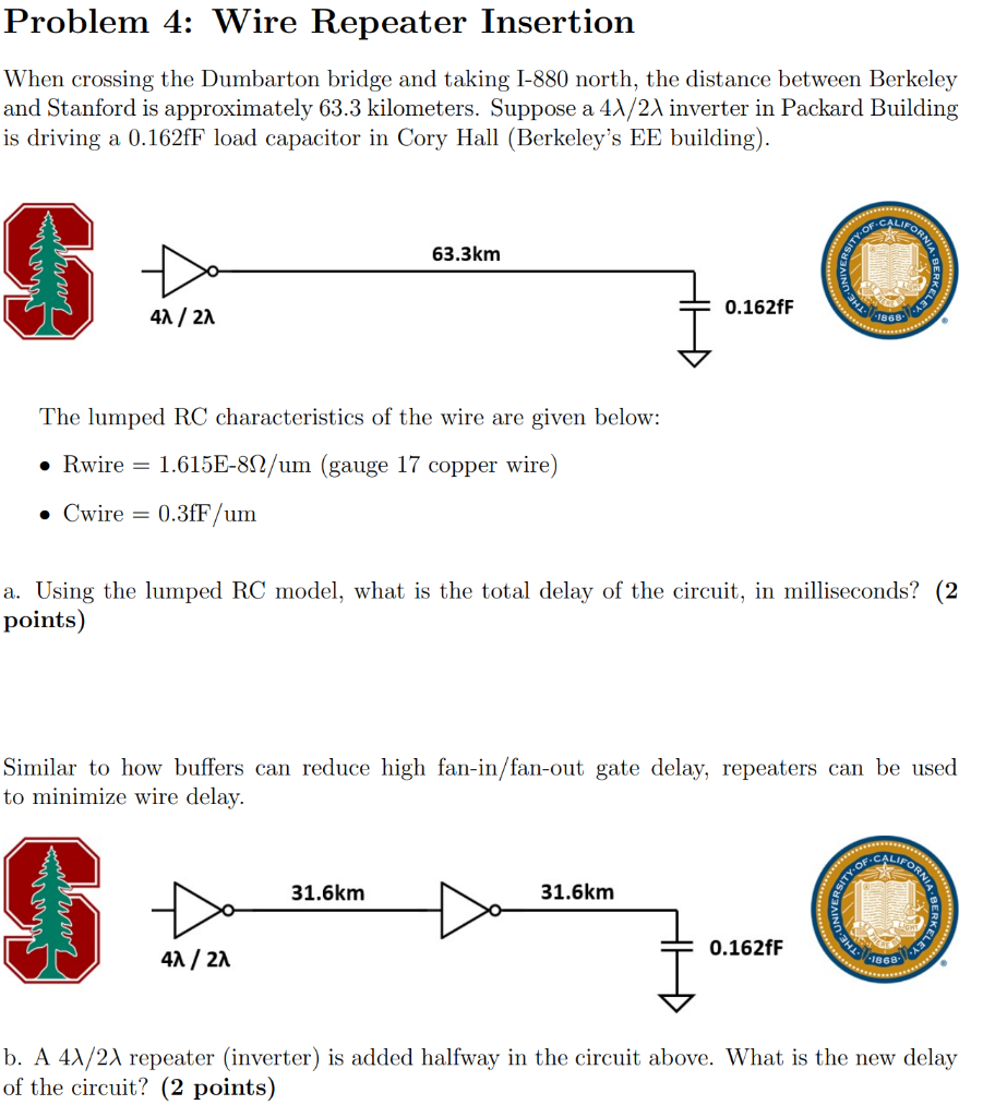 Problem 4: Wire Repeater Insertion When crossing the | Chegg.com
