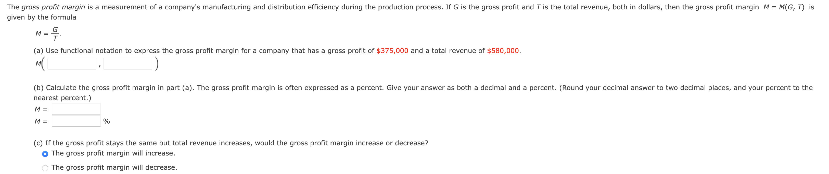 Solved given by the formulaM=GT.(a) ﻿Use functional notation | Chegg.com