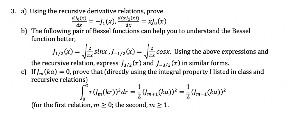a) Using the recursive derivative relations, prove 3. | Chegg.com