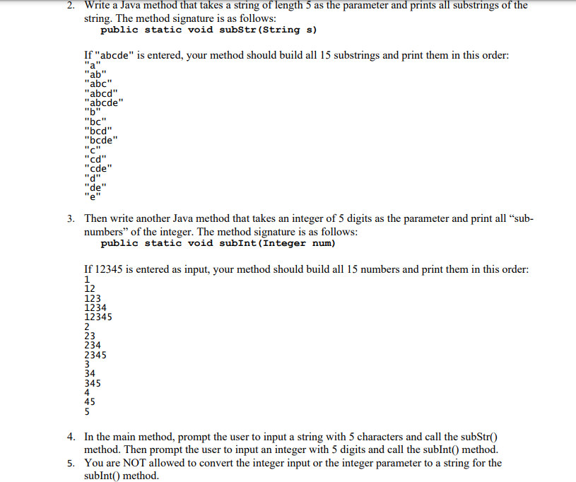Solved 2. Write a Java method that takes a string of length | Chegg.com Solved 2. Write a Java method that takes a string of length | Chegg.com