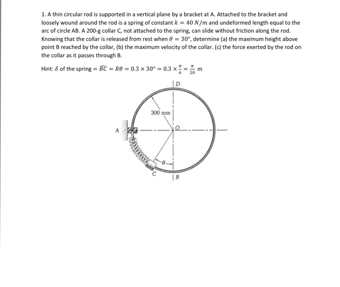 Solved 1. A thin circular rod is supported in a vertical | Chegg.com