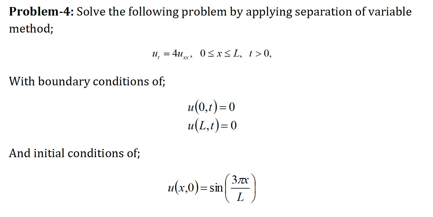Solved method;ut=4u×,0≤x≤L,t>0,With boundary conditions | Chegg.com