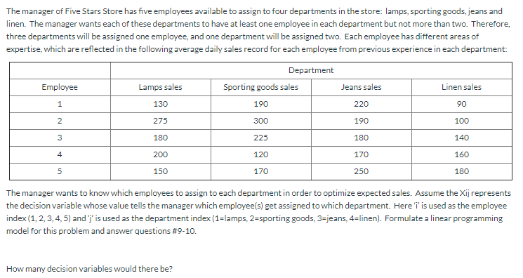 Solved A) How many decision variables would there be? B) | Chegg.com