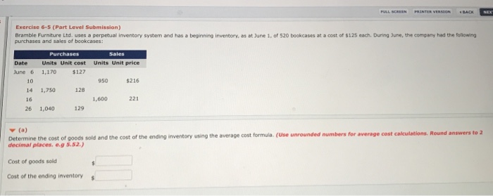 Solved Exercise 6-5 (Part Level Submission) Bramble | Chegg.com