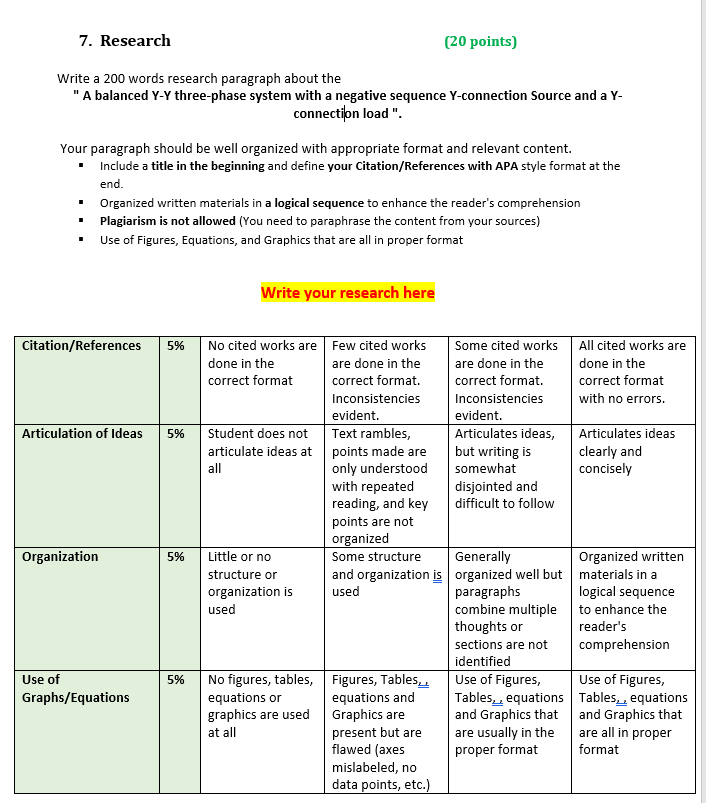 Solved 7. Research (20 points) Write a 200 words research | Chegg.com