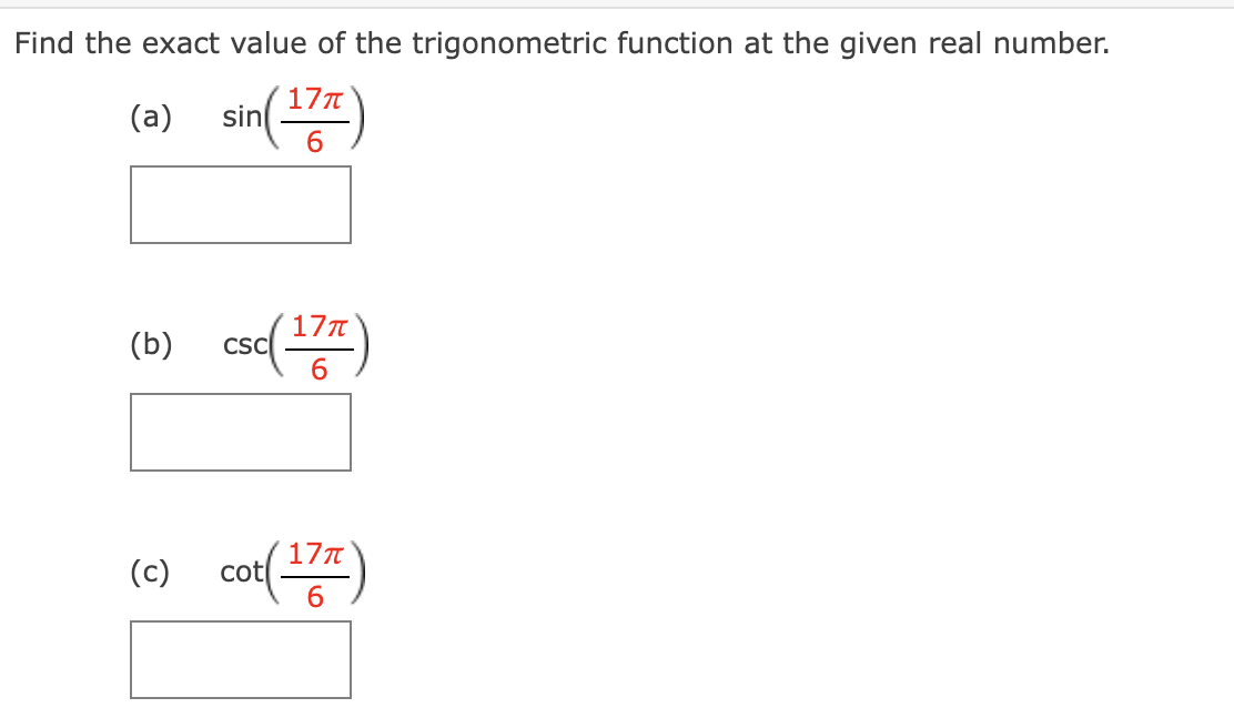 Solved Find the exact value of the trigonometric function at | Chegg.com