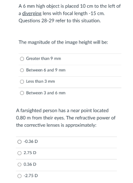 Solved A 6 mm high object is placed 10 cm to the left of a | Chegg.com