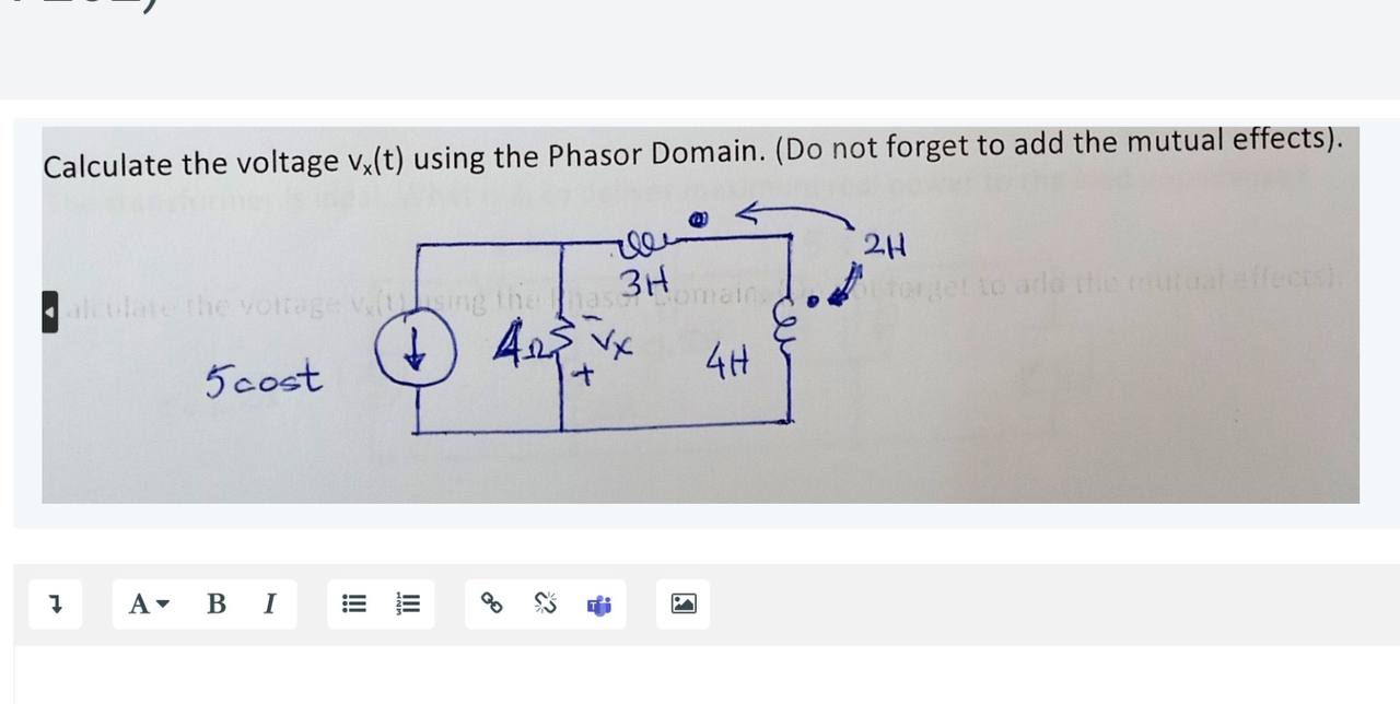 Solved Calculate the voltage vx(t) using the Phasor Domain. | Chegg.com