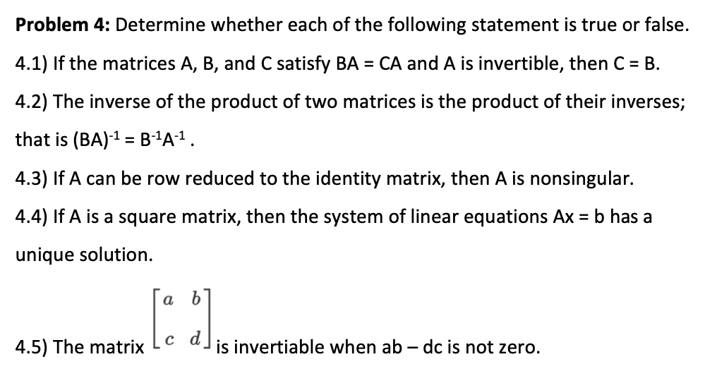 Solved Problem 4: Determine whether each of the following | Chegg.com
