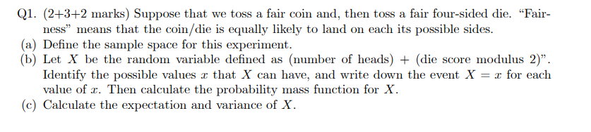 Solved Q1. (2+3+2 marks) Suppose that we toss a fair coin | Chegg.com
