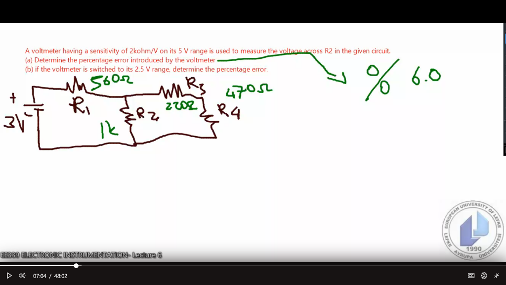 Solved A voltmeter having a sensitivity of 2kohm/V on its 5 | Chegg.com