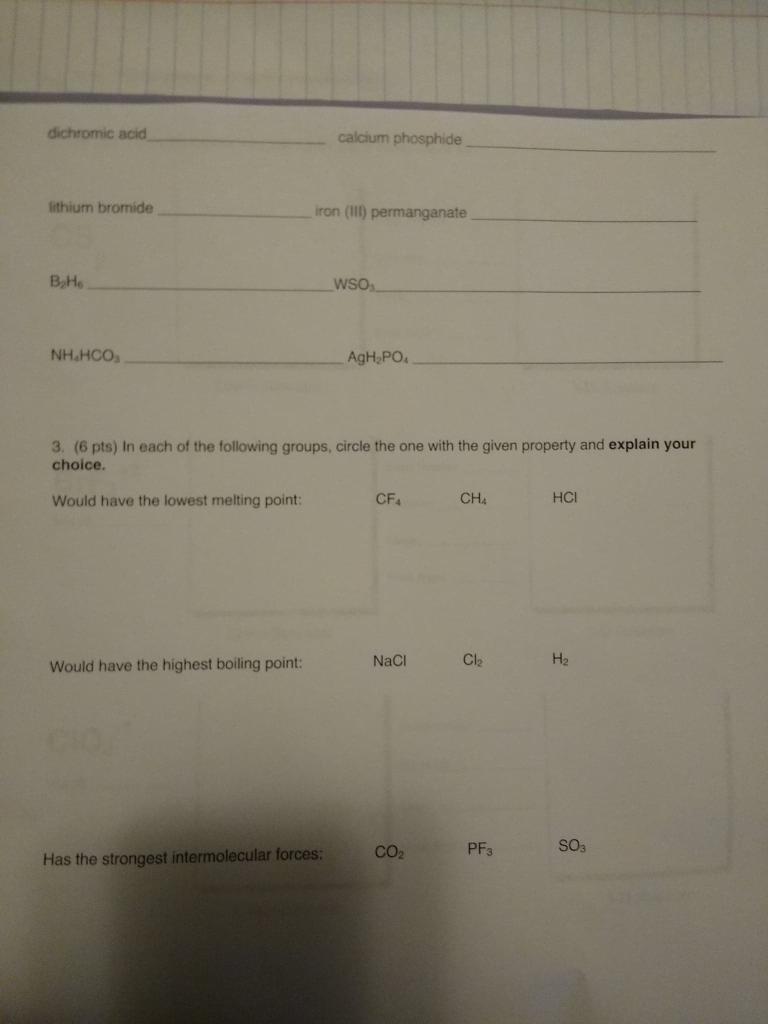 Solved dichromic acid calcium phosphide lithium bromide iron | Chegg.com