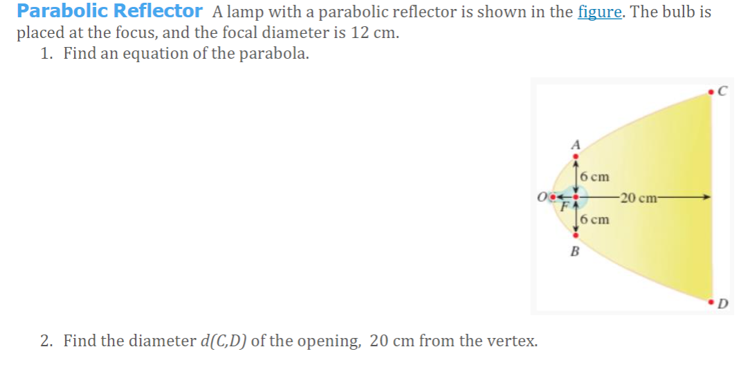 Solved Parabolic Reflector A lamp with a parabolic reflector | Chegg.com