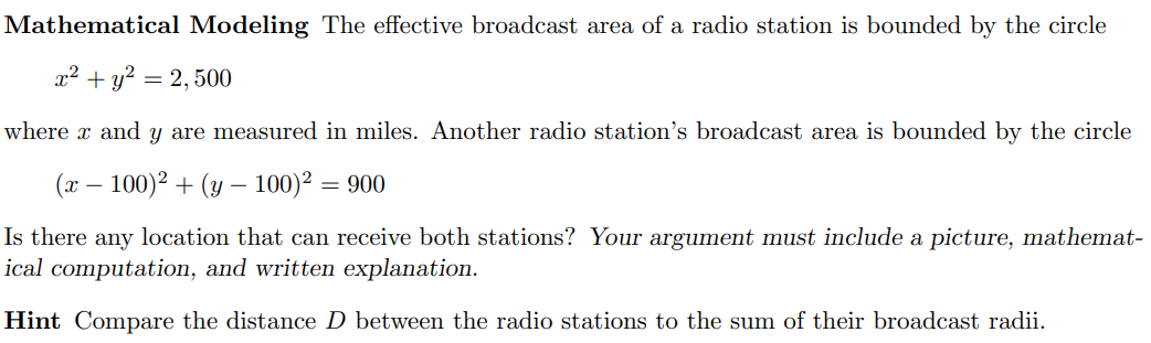 Solved Mathematical Modeling The effective broadcast area of | Chegg.com