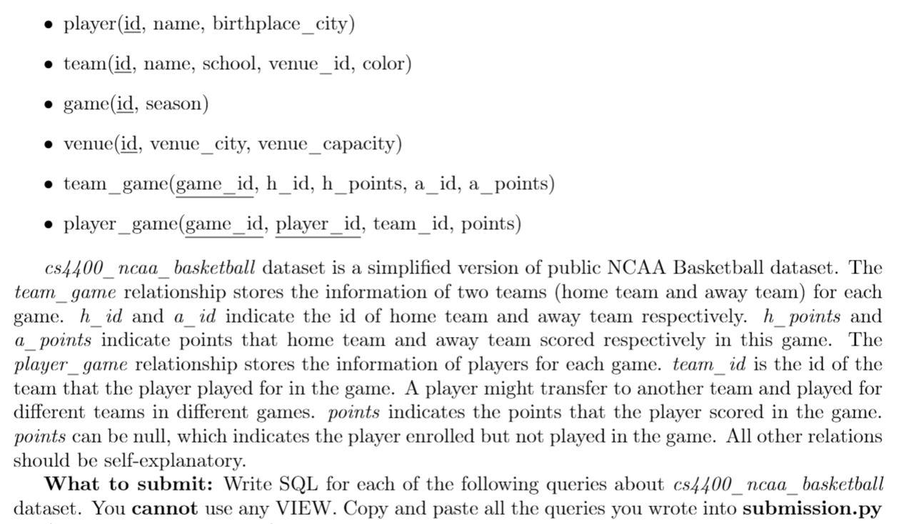Solved . player(id, name, birthplace_city) • team(id, name, | Chegg.com
