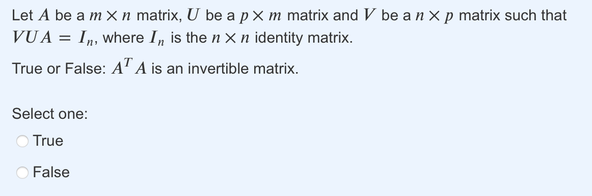 Solved Let A be a m×n matrix, U be a p×m matrix and V be a | Chegg.com