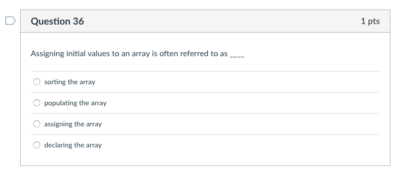 Solved Question 19 1 Pts Consider The Following Array 