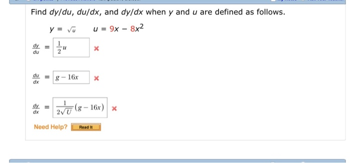 Solved Find Dy Du Du Dx And Dy Dx When Y And U Are Defined