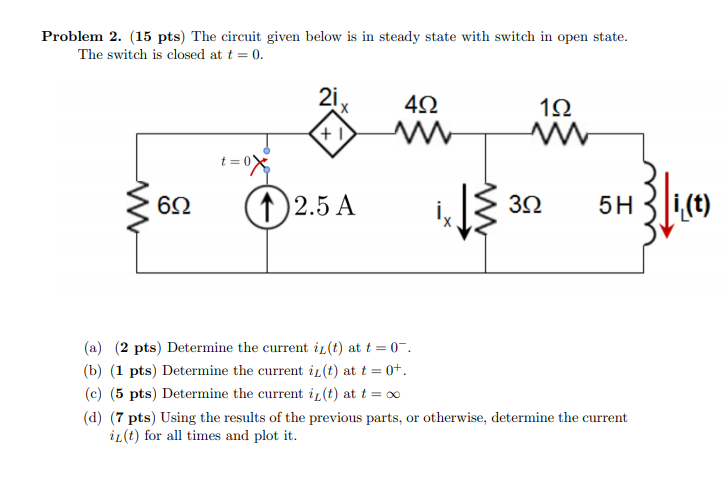 Solved Problem 2. (15 pts) The circuit given below is in | Chegg.com