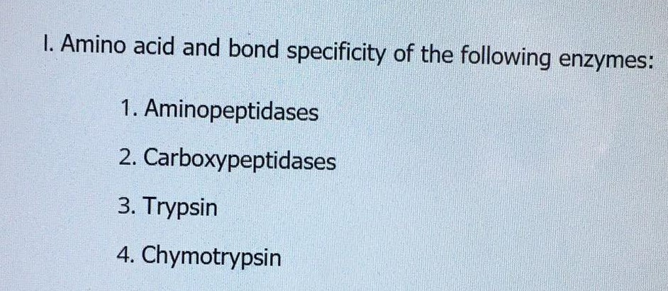 Solved I. Amino acid and bond specificity of the following | Chegg.com